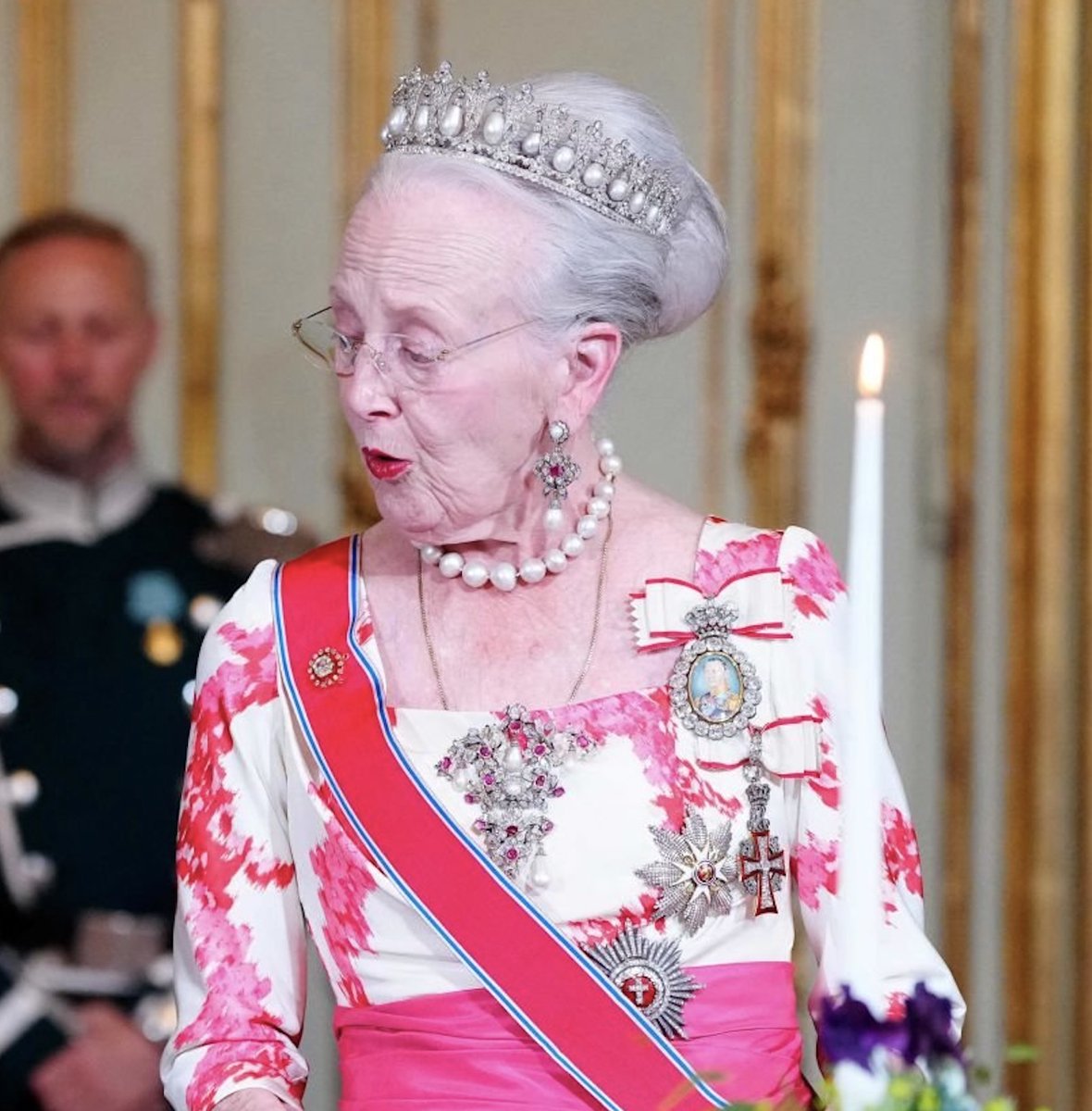 The Royal Watcher on Twitter: "Queen Margrethe is wearing the Pearl Poiré Tiara and Danish Crown ...