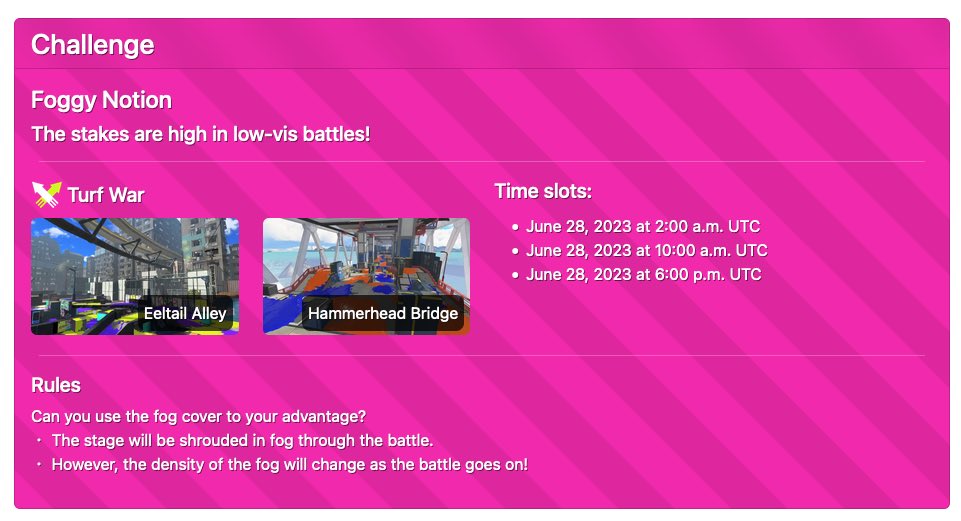 OatmealDome 🏳️‍🌈 on Twitter: "[Splatoon 3] A “Foggy Notion” Challenge will take place on Jun 28 ...