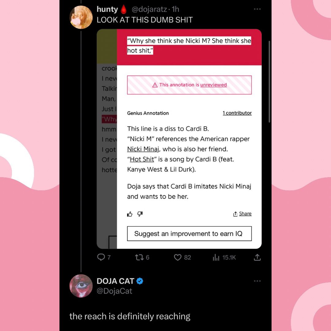 The Female Rap Room on Twitter: "Doja Cat sets the record straight on a line from her new single ...