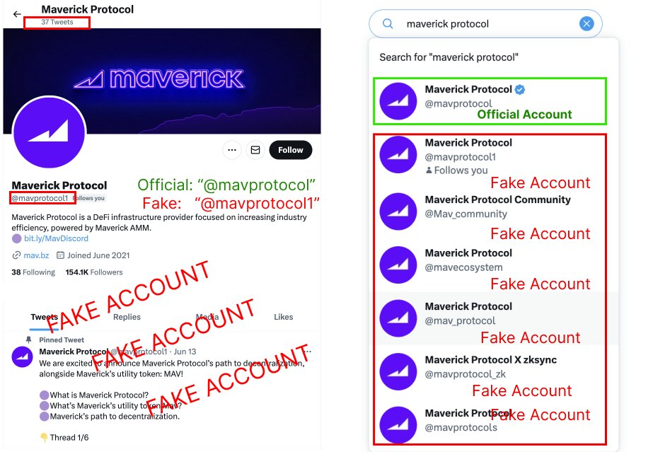 Maverick Protocol on Twitter: " Beware of Scams Please verify the account using information ...