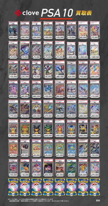 Clove Base 秋葉原クローブベース On Twitter 本日からのポケカpsa10の買取表を更新致しました🎉 「リーリエ Psa10」「アセロラ Psa10」「夏ポケカ
