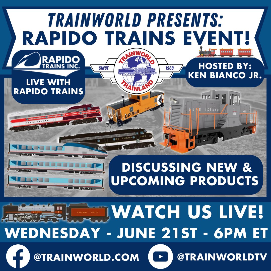 TrainWorld.com on Twitter: "NEW LIVE EVENT! Join Ken Jr. as he will be LIVE with @RapidoTrains ...