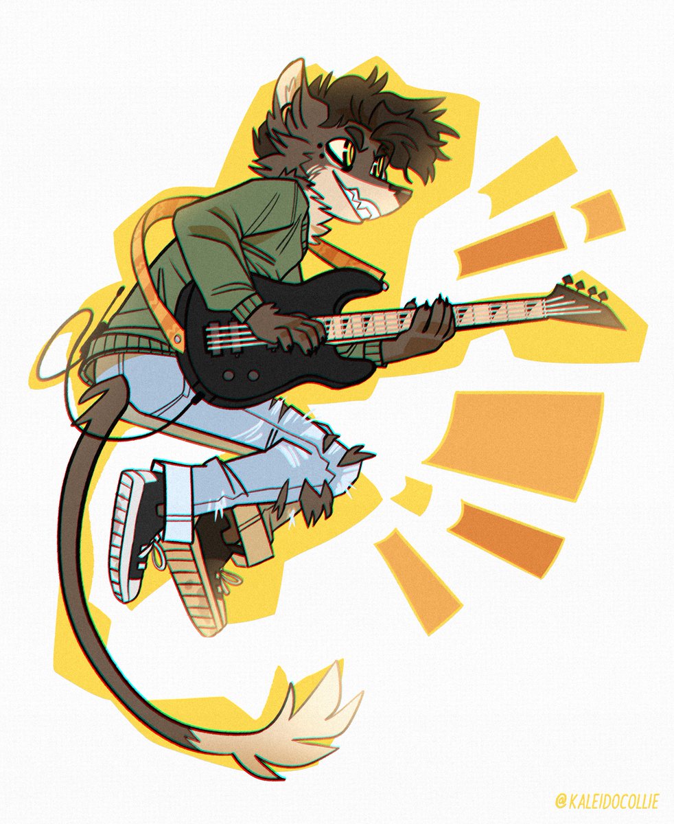 furry guitar instrument solo 1boy tail male focus illustration images