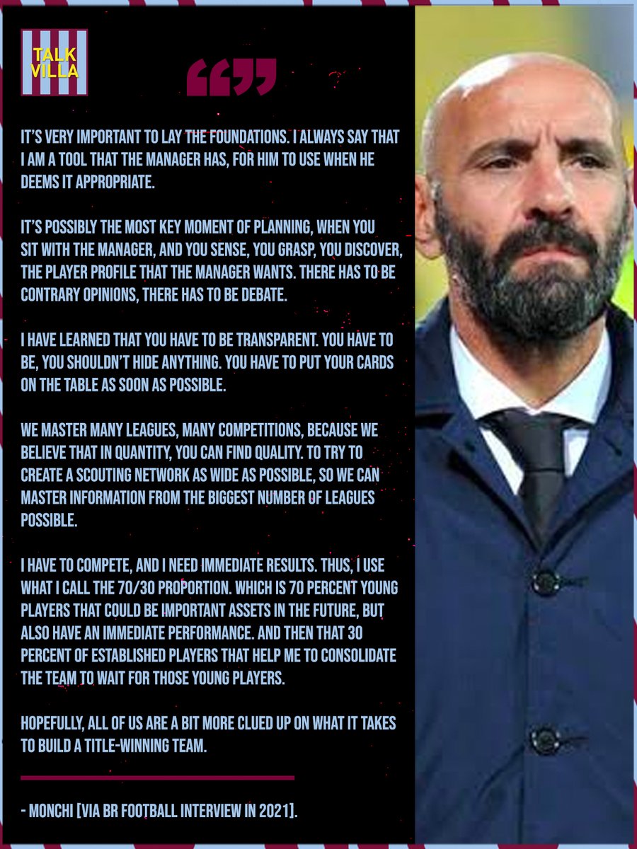 Talk Villa on Twitter: "🗣 Insight into Monchi's mind from an interview in 2021. Different role ...