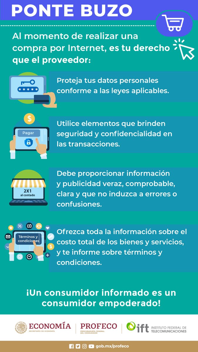 Profeco on Twitter: "🧐¡Ponte buzo al comprar por Internet!🖥️ #Consumidor, recuerda que tienes ...