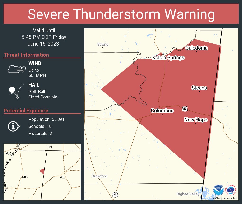NWS Jackson MS on Twitter: "Severe Thunderstorm Warning including ...