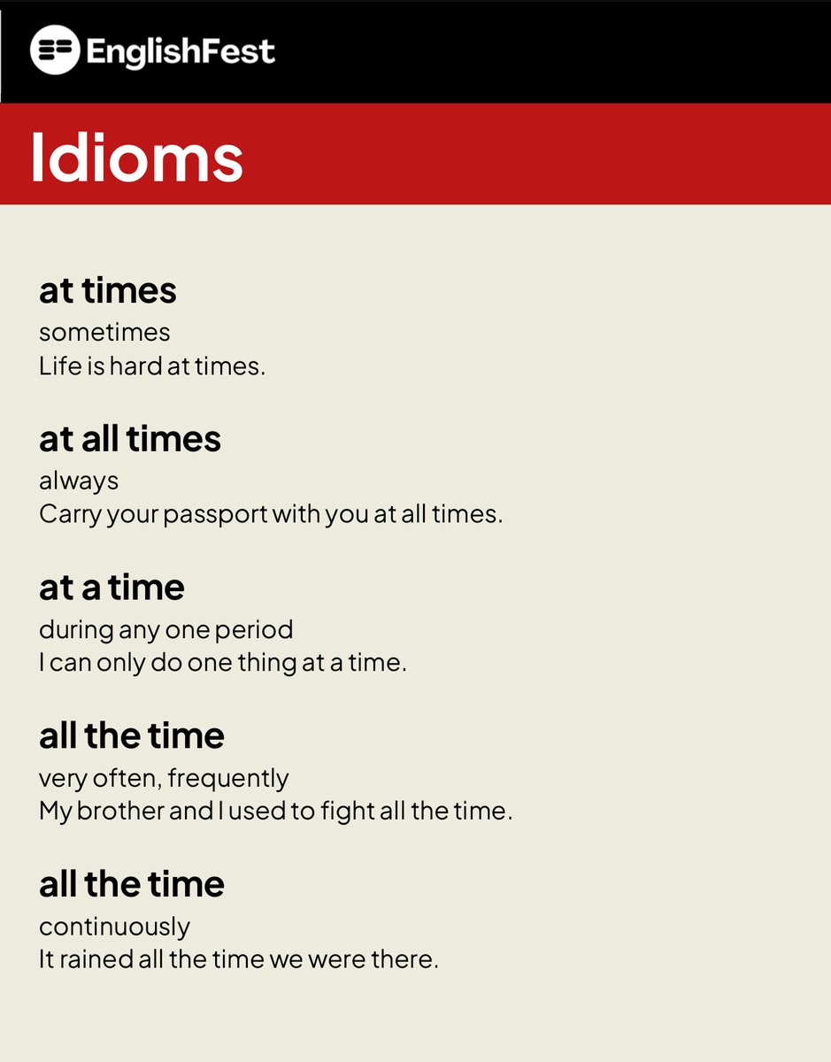 EnglishFestID on Twitter: "RT @EnglishFestID: Idioms with TIME http://englishfest.id/idioms"
