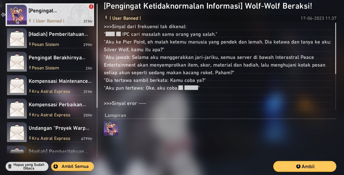 Lovi Lovelia ️🗝 on Twitter: "Jangan lupa login HSR hari ini! 😱 HSR lagi di hack Silver Wolf dan ...
