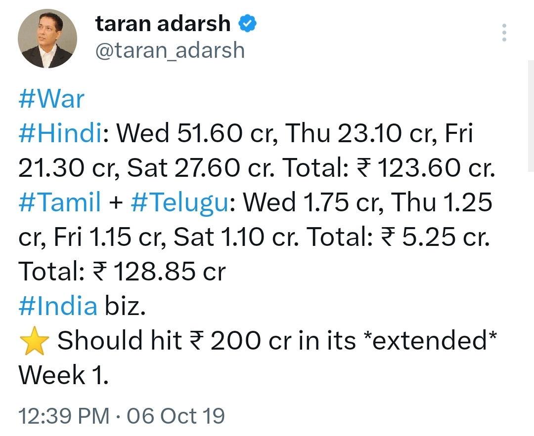nobu 🏹⚔️ on Twitter: "@taran_adarsh Tweet Hindi+Telugu+Tamil collections for #Adipurush like you ...