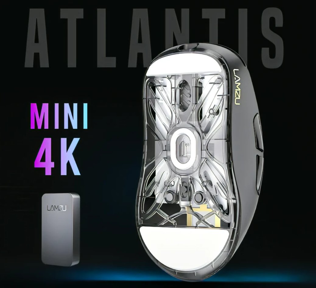 LAMZU on Twitter: "Atlantis MINI 4K version is ready, Charcoal black, 4K dongle inside the mouse ...