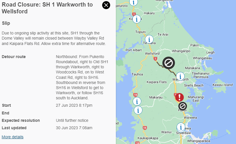 Waka Kotahi NZTA Auckland & Northland on Twitter: "SH1 WELLSFORD TO WARKWORTH - UPDATE 7:10AM ...
