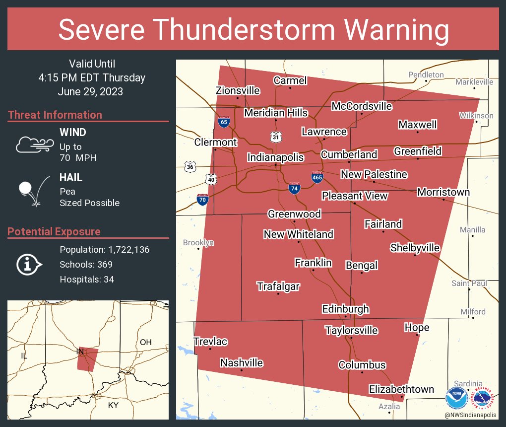 NWS Indianapolis on Twitter: "Severe Thunderstorm Warning including Indianapolis IN, Carmel IN ...