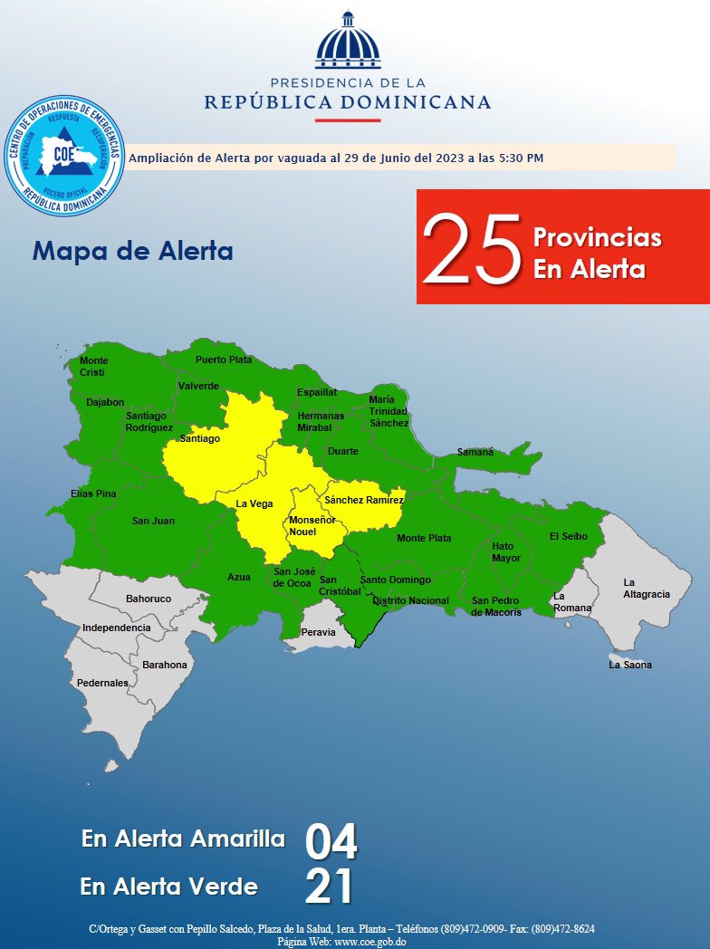 Coe On Twitter El Coe Mantiene 04 Provincias En Alerta Amarilla Y