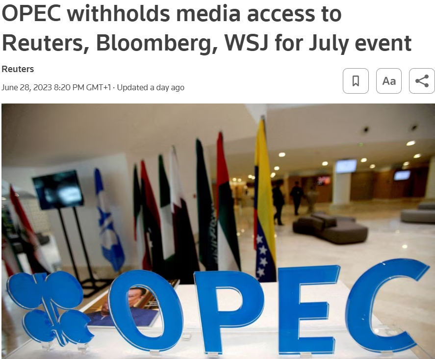 GhostOfTim on Twitter: "RT @PearceAlan1962: OPEC has banned reporters from Bloomberg, Reuters ...