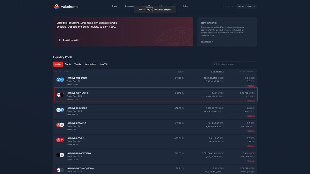 OneRing (💙,🧡) on Twitter: "$RING boasts of having the 2nd highest APRs on @VelodromeFi! 😱 We're ...