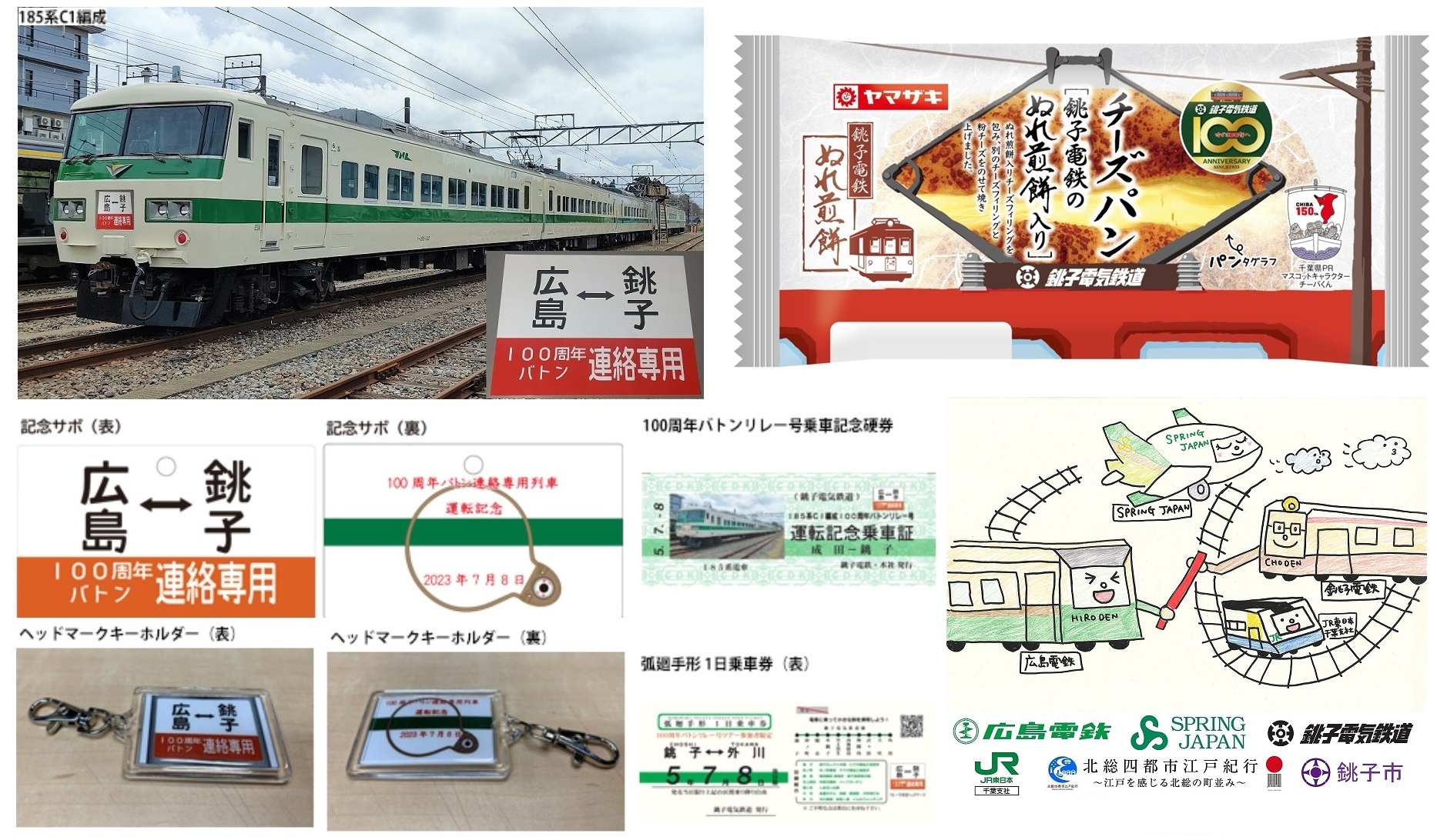 銚子電鉄（公式）🍘 on Twitter: "【総距離1,000km超！広電×スプリング・ジャパン×JR東日本×銚子電鉄リレー】 7/8(土) 「#185系C1編成 広電から銚電への100周年 ...