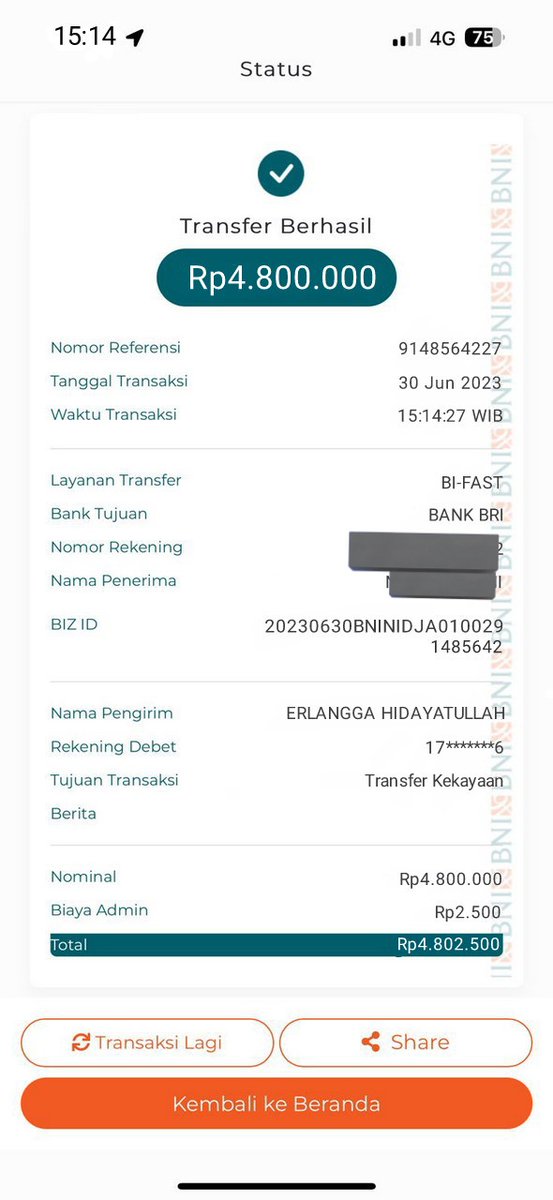 Lee on Twitter: "Aku minta pembanding ke temen2 ku buat liat bukti trf bni yang asli Pict 1: yg ...