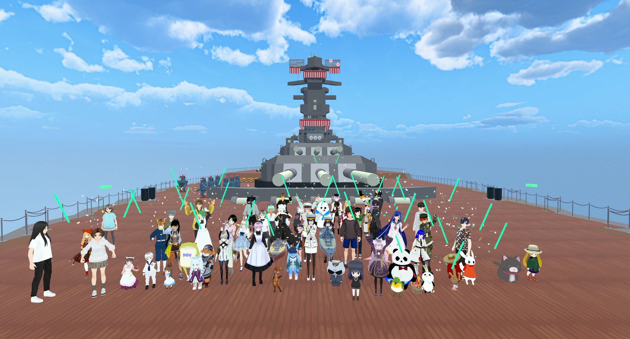 ニンニン猫@VRC&Cluster探索中 on Twitter: "初のcluster主催イベントである戦艦の進水式イベント🚢🎊🪓 皆さんの祝福と自分自身との約束を達成した100日間の集大成と ...