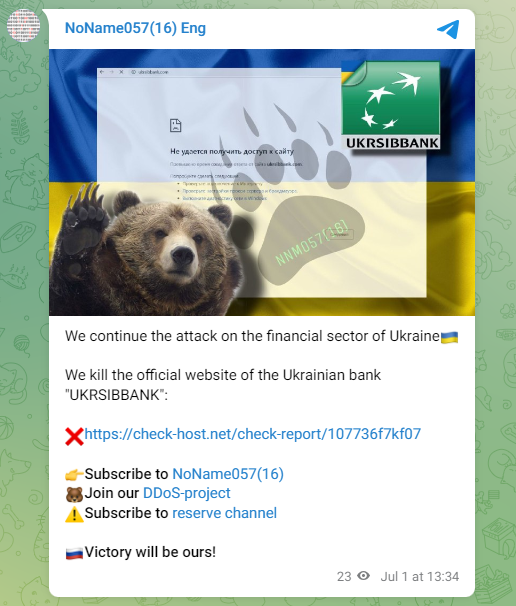 FalconFeedsio on Twitter: "NoName hackers group continues to target the Ukrainian financial ...