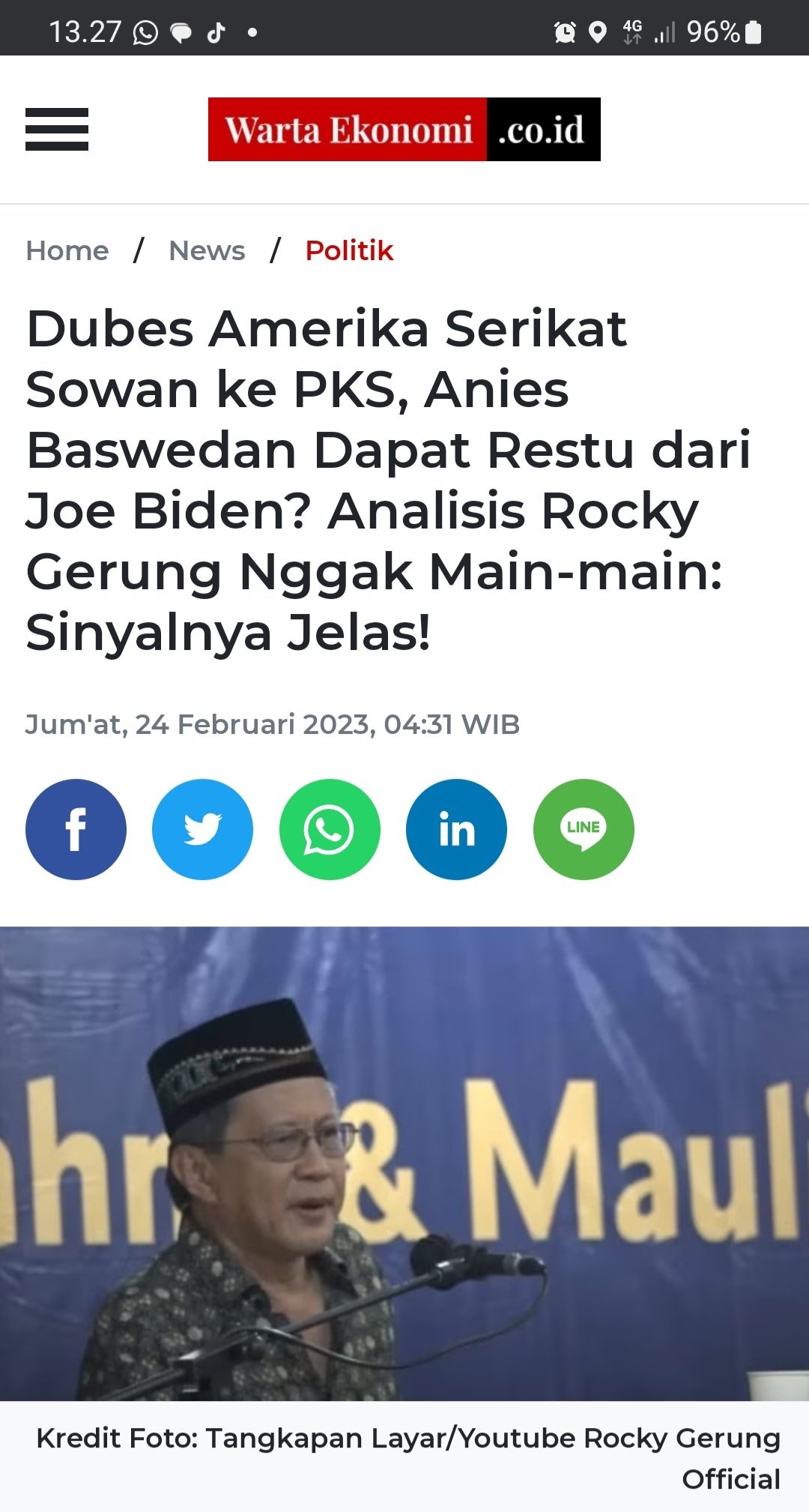 ONLY NEWS on Twitter: "Menurut pengamat politik ROCKY GERUNG bhw Anies Badwedan dapat restu dari ...