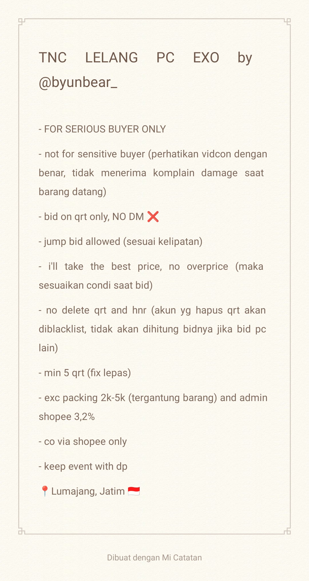 ber on Twitter: "[Help RT] LELANG MD, PC, ALBUM AAB EXO ⚠️ MUST READ TNC FIRST ⚠️ 💸 bid starts ...