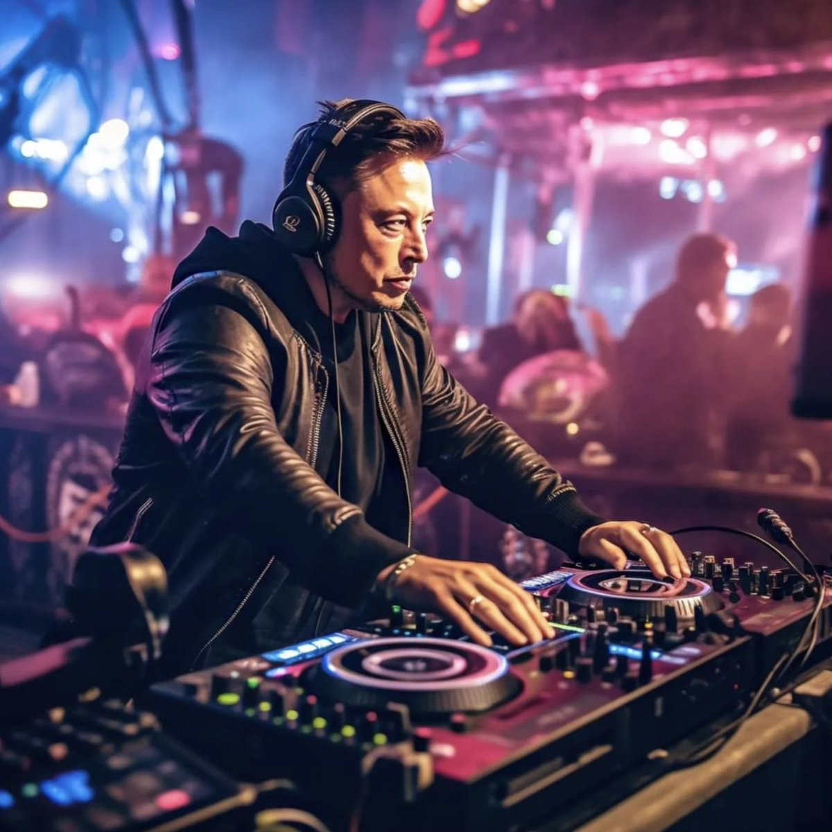 AI-generated images of famous figures reimagined as a nightclub DJ. Images generated with ...