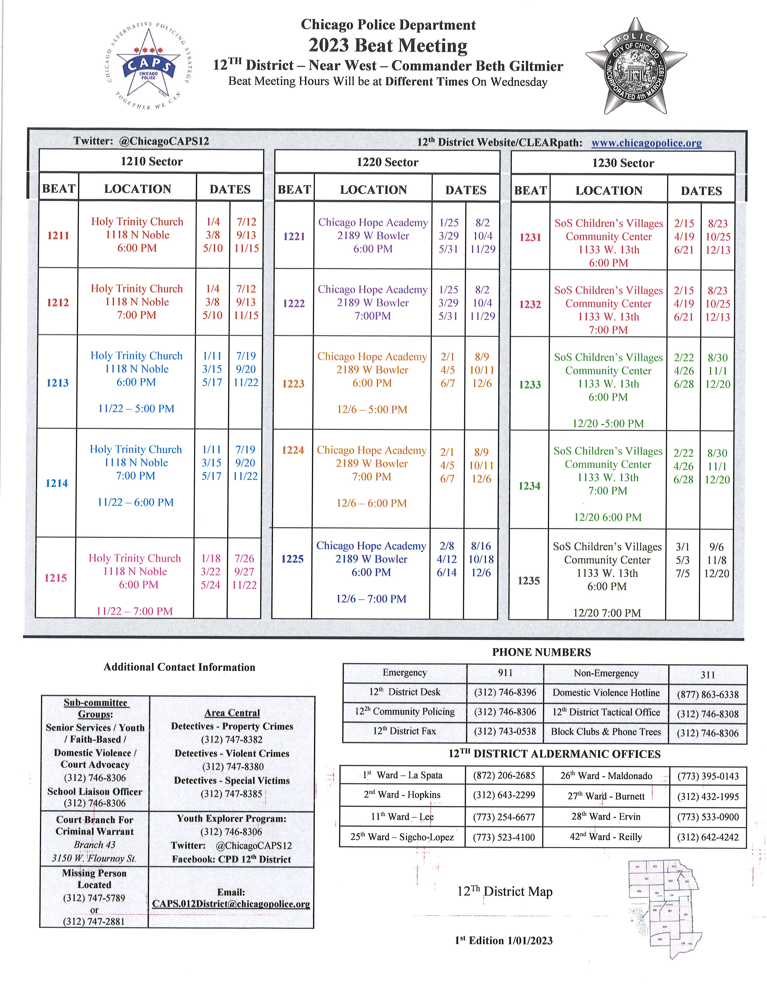 Chicago Police, 12th District Near West on Twitter: "12th District @ChicagoCAPS12 2023 Beat ...