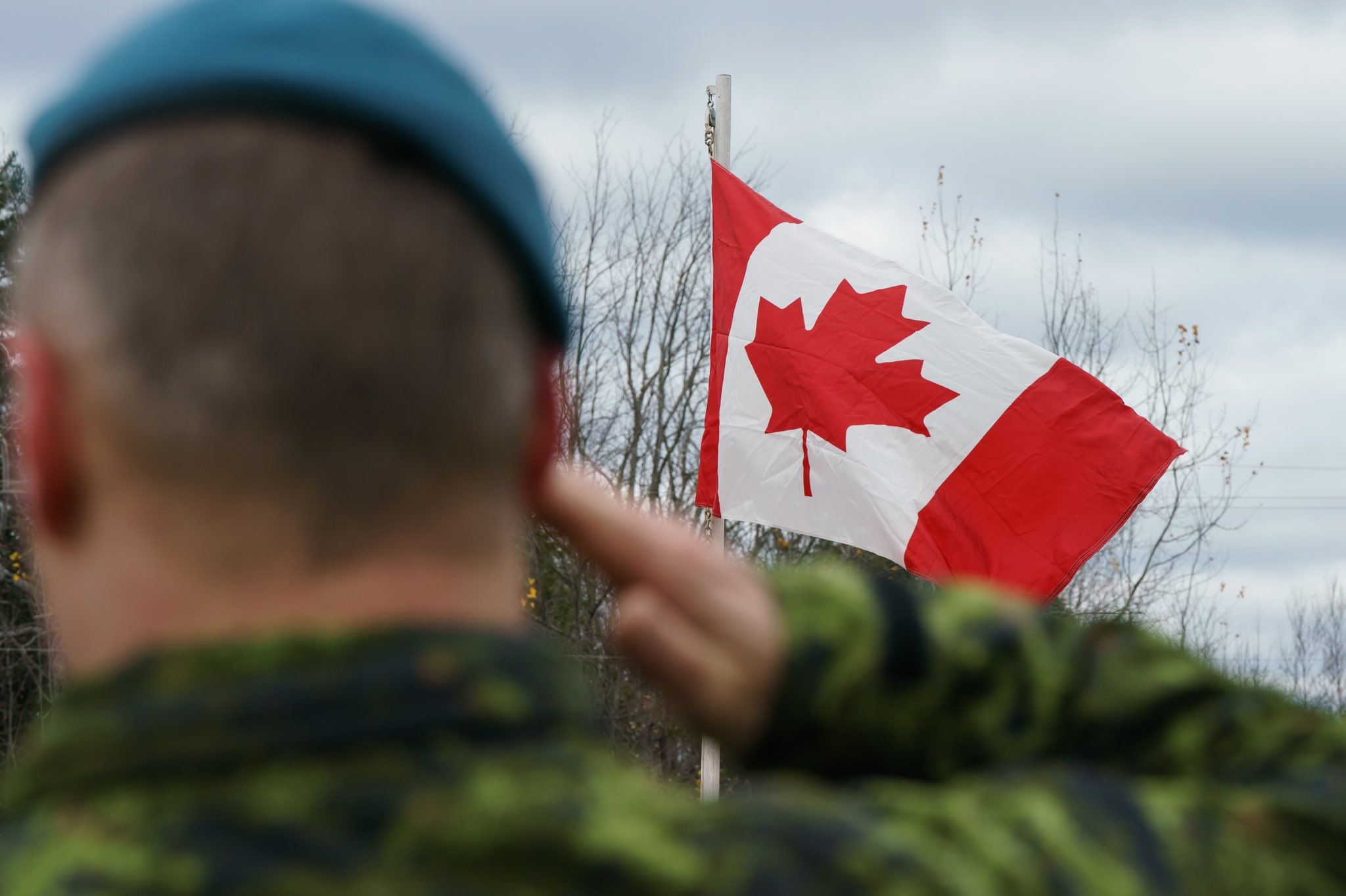 Canadian Soldier With Flag