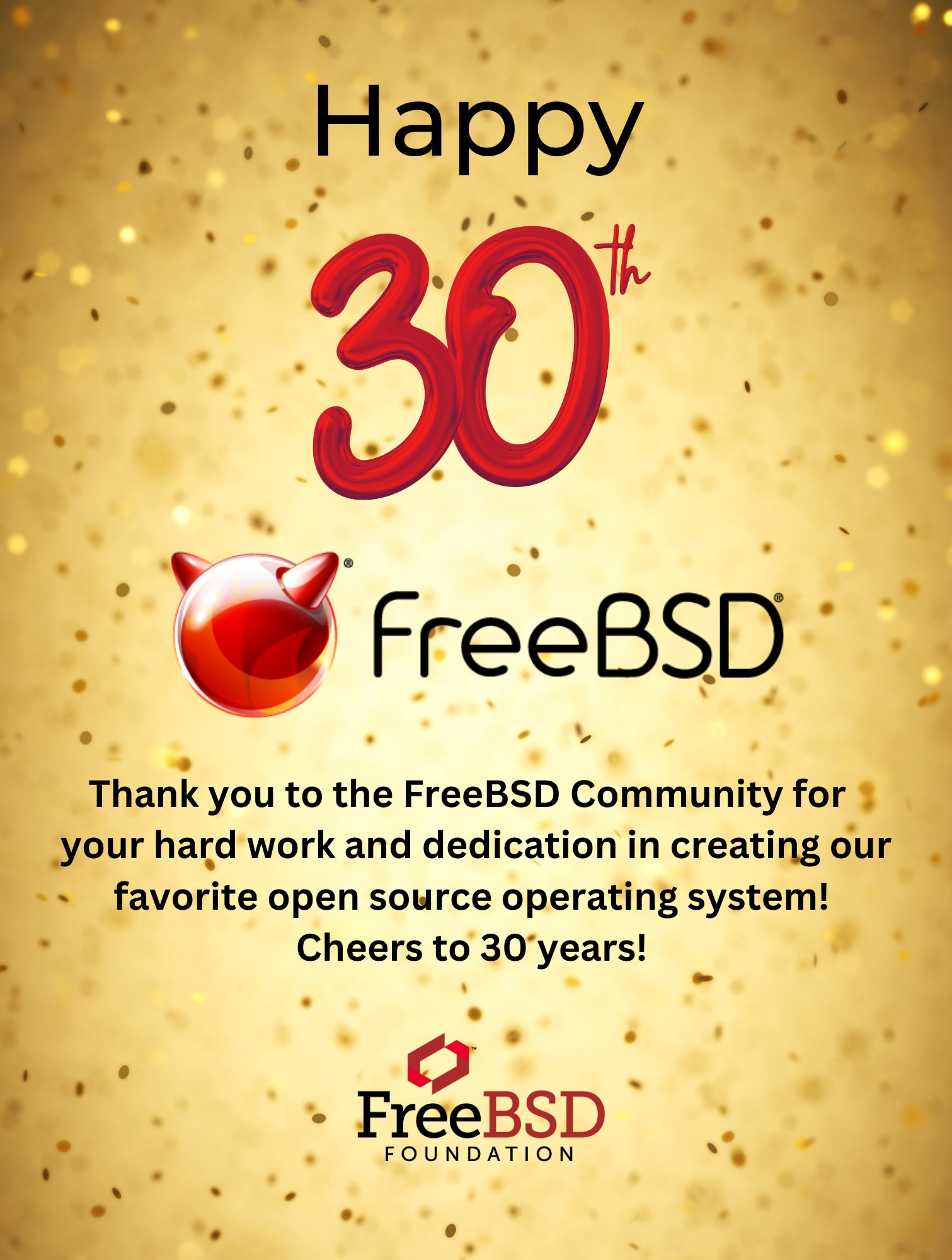FreeBSD Foundation on Twitter: "Today we celebrate 30 years of #FreeBSD. Happy Birthday FreeBSD ...