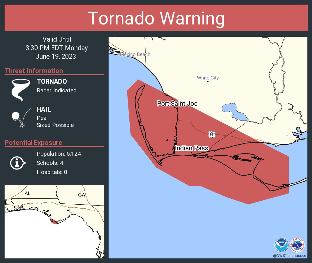 NWS Tornado on Twitter: "Tornado Warning including Port Saint Joe FL, Highland View FL and ...