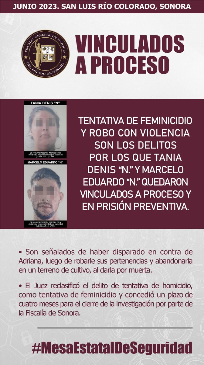 Fiscalía De Sonora On Twitter Vinculados A Proceso Tania Denis “n ” Y