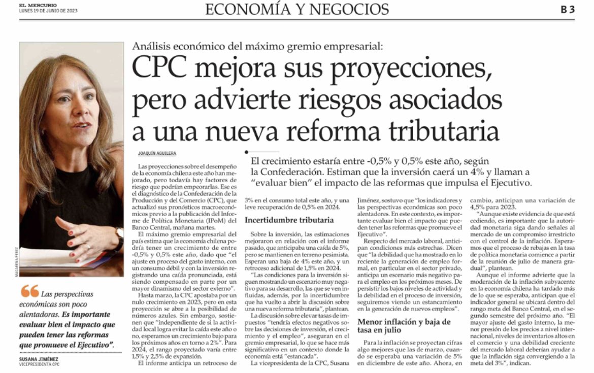 CPC on Twitter: "Las proyecciones sobre el desempeño de la economía 📊 chilena este año han ...