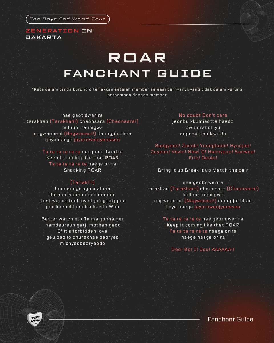 TBZONEINA on Twitter: "[FANCHANT GUIDE] 🖤 ROAR 🖤 *text version*"
