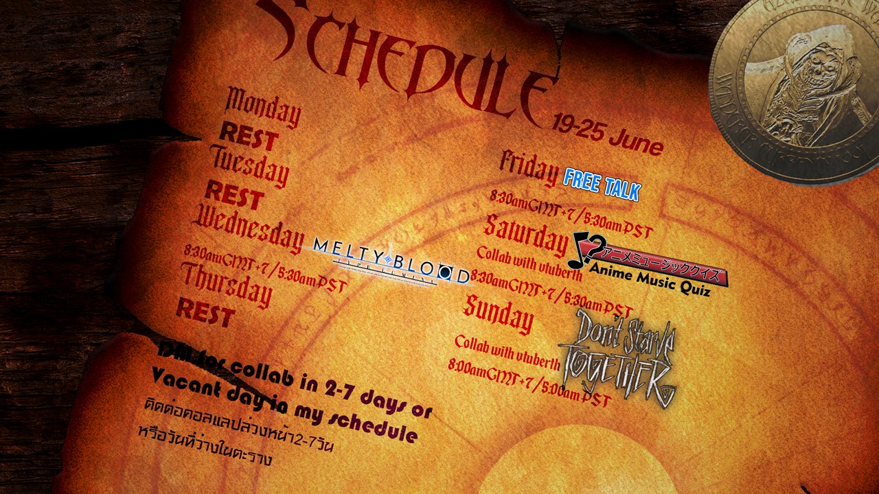 Azazel |The Wanderer💀| vtuberTH / EN on Twitter: "🗓️Stream Schedule 19 June - 25 June ลืมลงตะราง ...