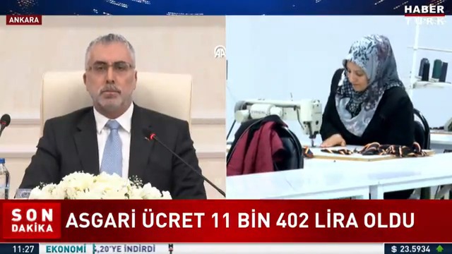 Habertürk TV on Twitter: "#SONDAKİKA - Asgari ücret 11 bin 402 lira oldu."