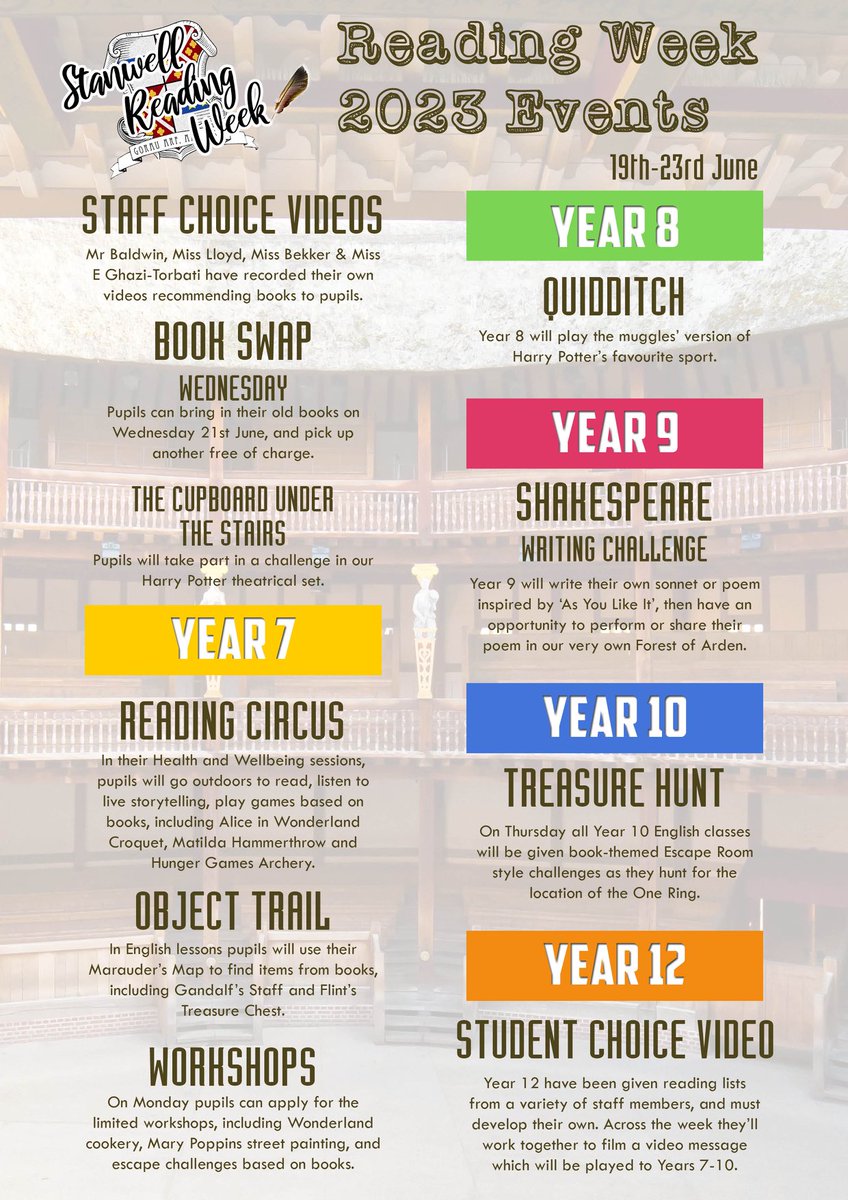 Stanwell_School on Twitter: "Events happening during Reading Week 2023 ...