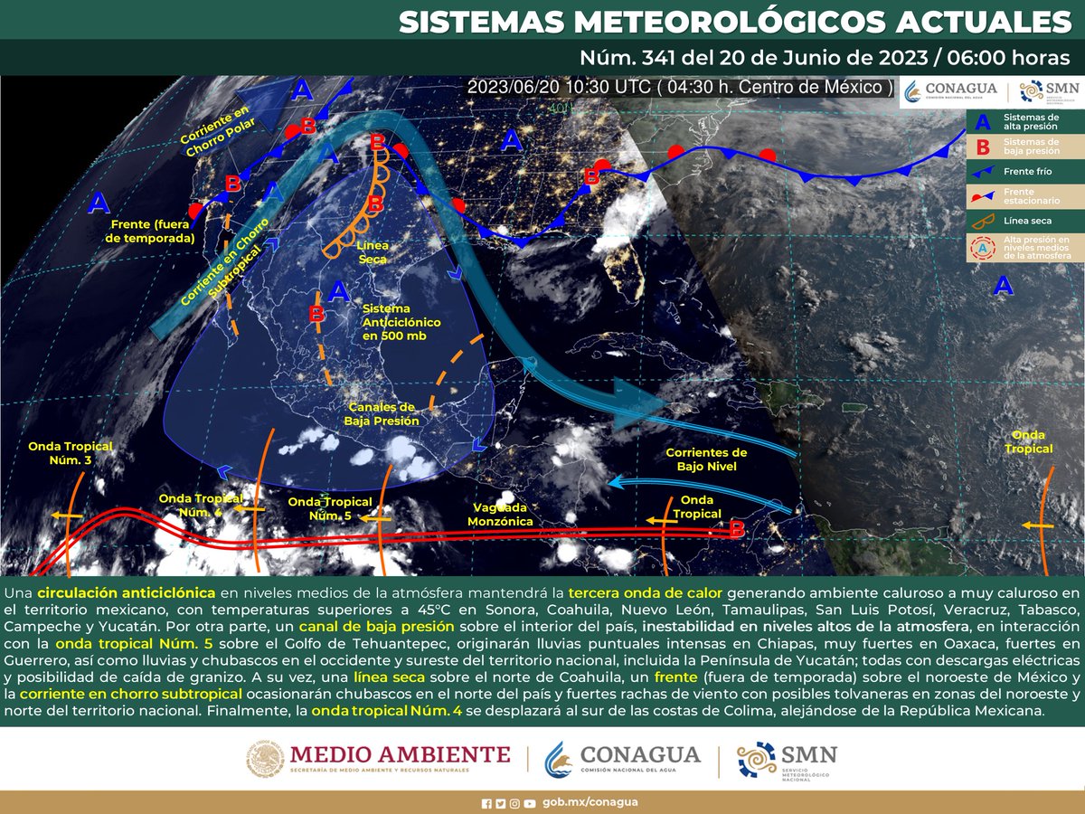 CONAGUA Clima on Twitter: "#Pronóstico Meteorológico General de las 06:00 horas. Consúltalo en ...