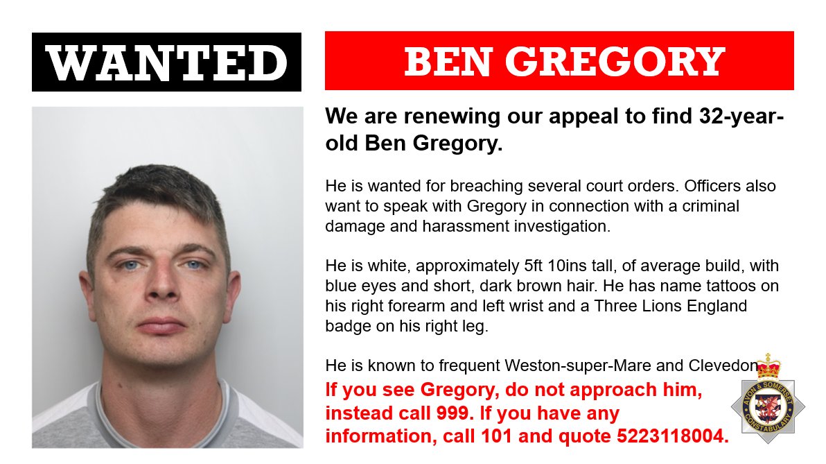 Avon and Somerset Police on Twitter: "We are renewing our appeal to located 32-year-old Ben ...