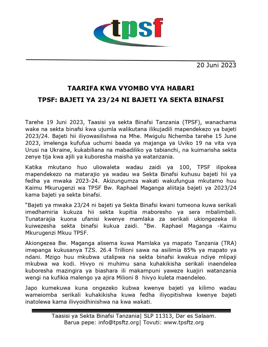 Tanzania Private Sector Foundation (TPSF) on Twitter: Tanzania Private Sector Foundation (TPSF) on Twitter: