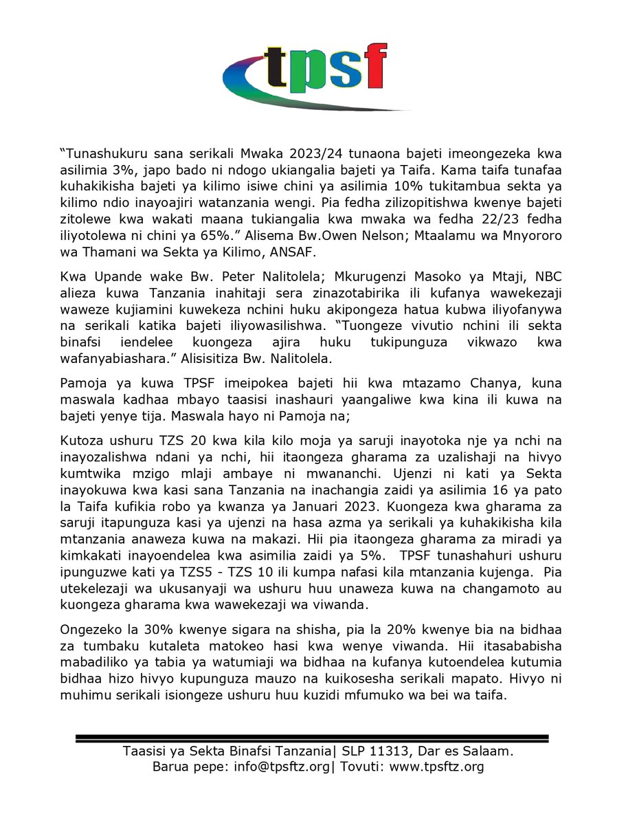 Tanzania Private Sector Foundation (TPSF) on Twitter: Tanzania Private Sector Foundation (TPSF) on Twitter: