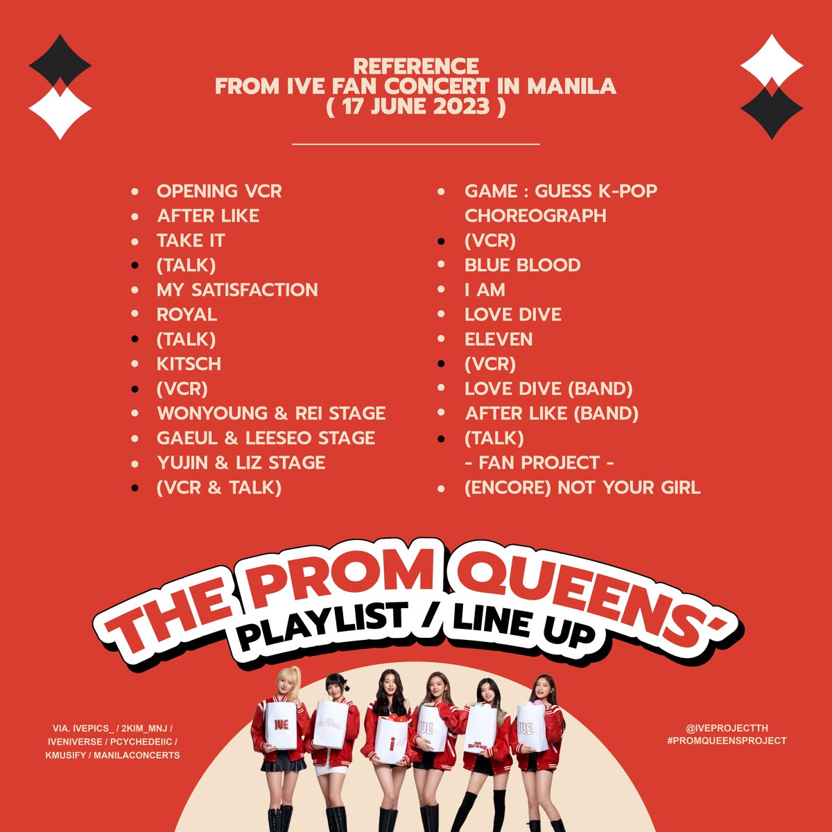 มำ. on Twitter: "RT @IVEprojectTH: [PLAYLIST / LINE UP] IVE Fan Concert in Manila | 17 June 2023 ...
