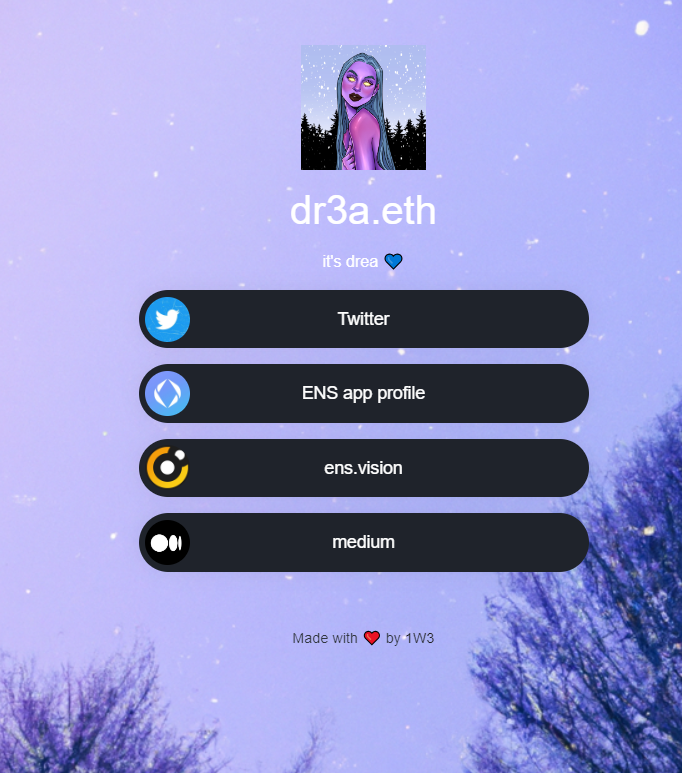 dr3a.eth on Twitter: "How I built my decentralized Link Tree with @1W3io and my ENS name"