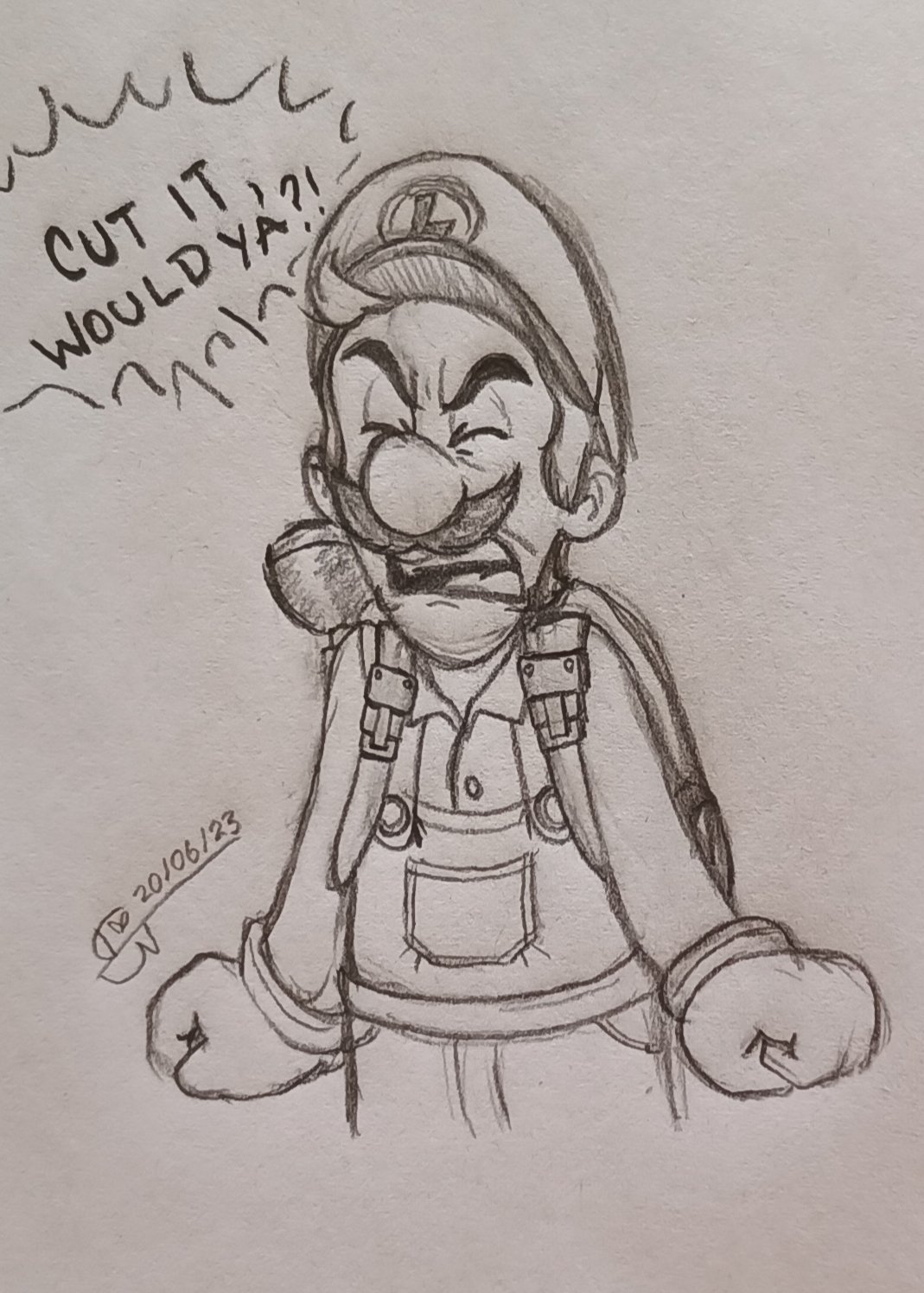 Luigi Mansion Drawing Ink ORIGINAL 8x11 Drawing! Mario & Luigi!