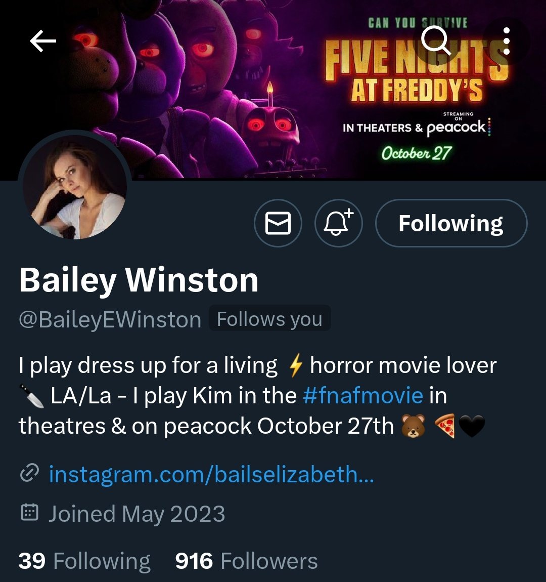 B Bonnet (FNAF MOVIE HYPE!!!!) on Twitter: "RT @DailyPopgoes: Definitely Bailey Winston, loved ...