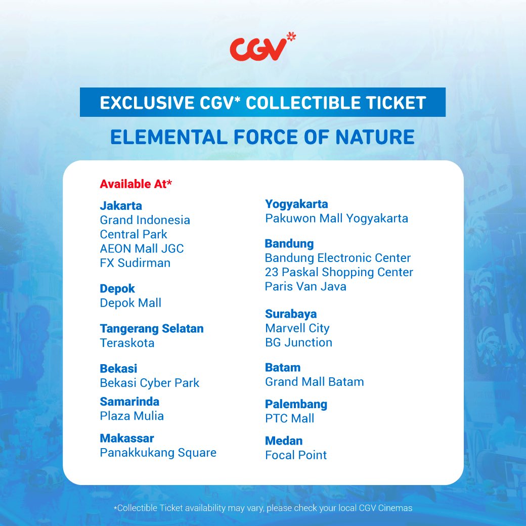 CGV Cinemas on Twitter: "Dapetin satu set CGV Collectible #Elemental cuma di CGV dengan ...