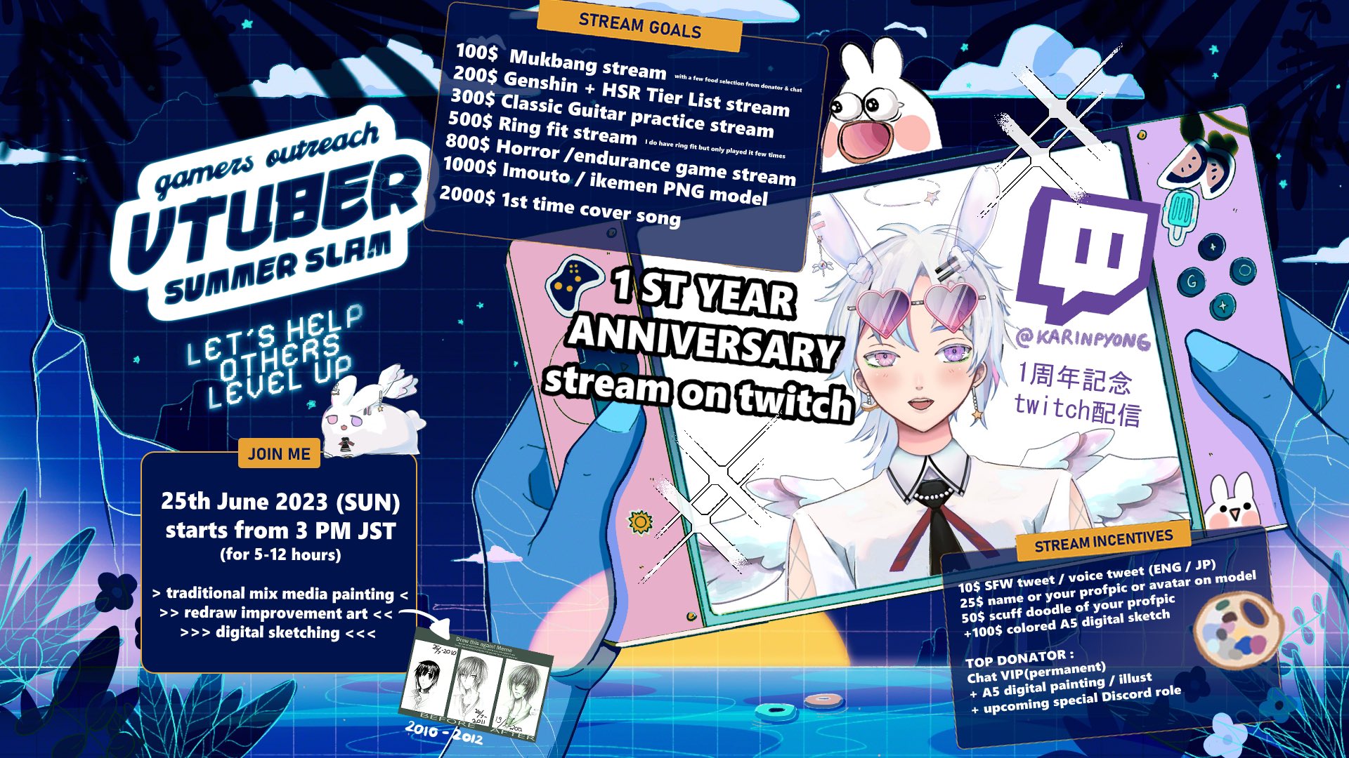 可林(Karin)🕊🎨 on Twitter: "HEWWO ! Announcing the..!! 1st YEAR ANNIVERSARY stream on twitch ...