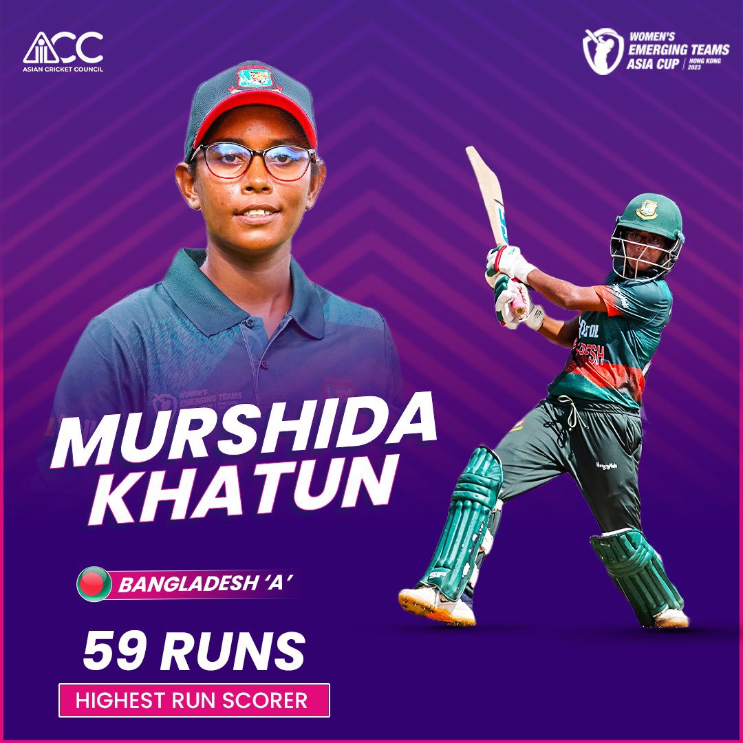 AsianCricketCouncil on Twitter: "🇧🇩 Middle order batter Murshida Khatun is the highest run ...