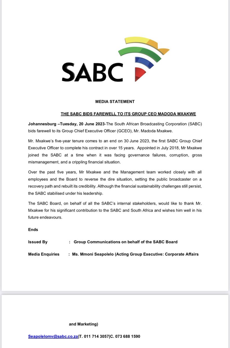 Mbuyiseni Ndlozi on Twitter: "The new SABC board is letting go of a CEO that has helped ...