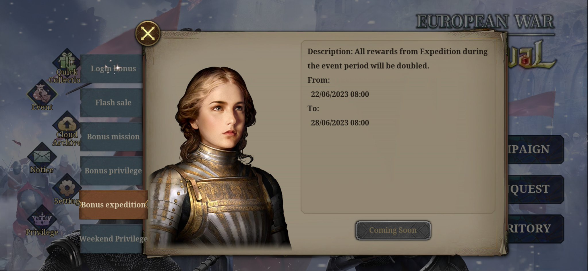 Easytech Game on Twitter: "From 2023/6/22 to 2023/6/28 (UTC+8), all rewards in European War 7 ...