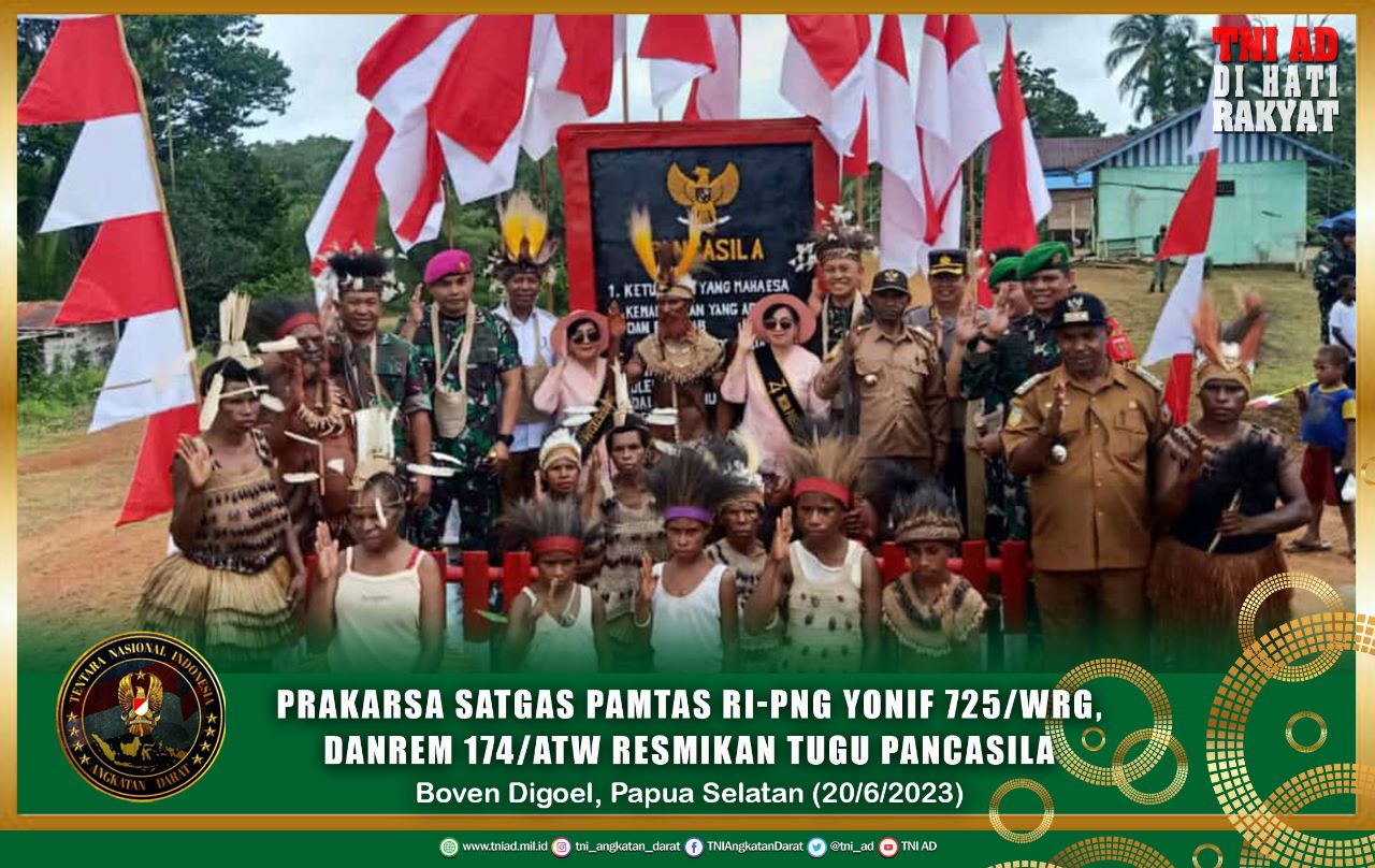 TNI AD on Twitter: "Prakarsa Satgas Pamtas RI-PNG Yonif 725/Wrg, Danrem 174/ATW Resmikan Tugu ...